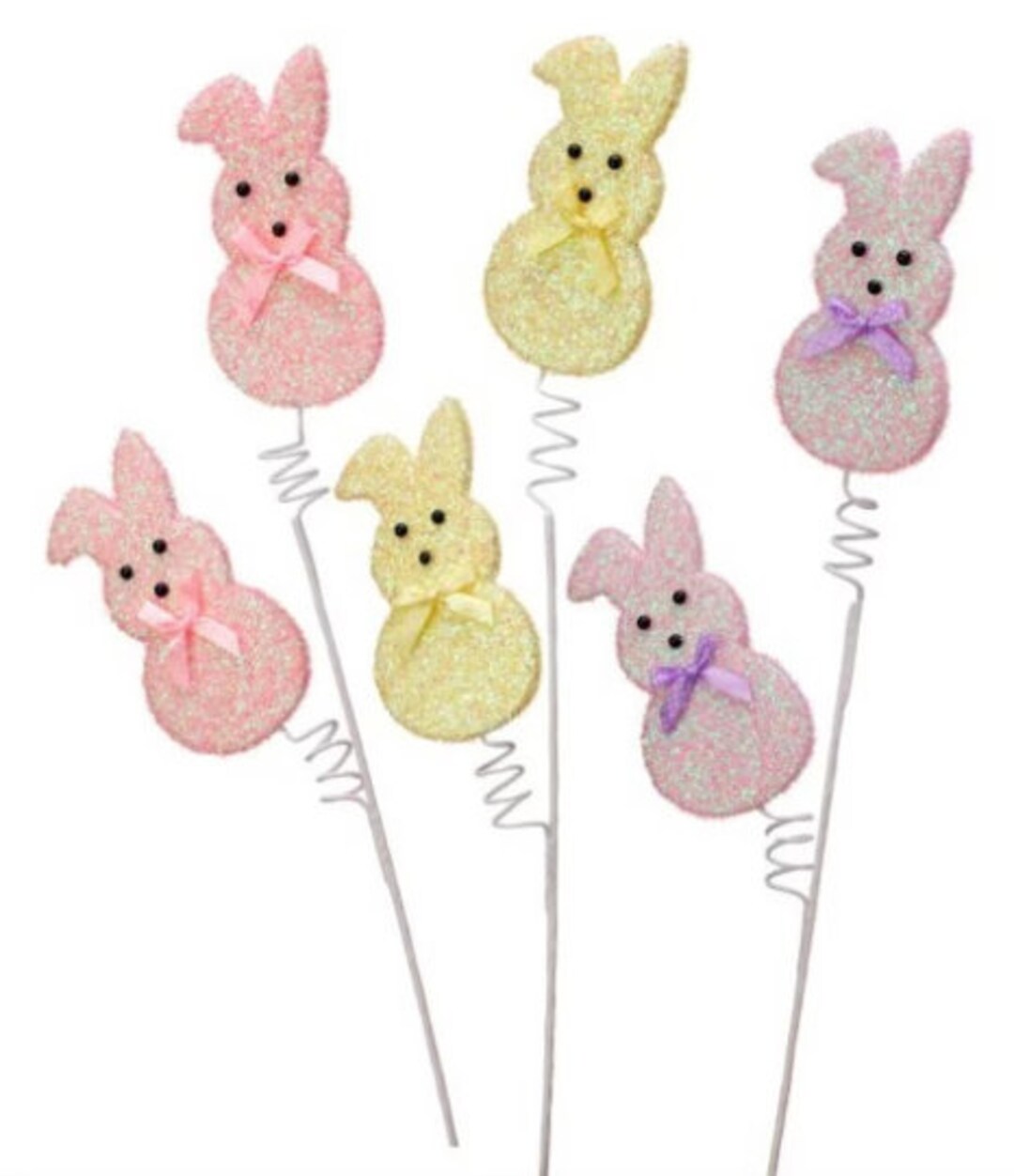 Yellow Jumbo Sugared Bunny Peep Spray Picks Easter Spring Accent ...