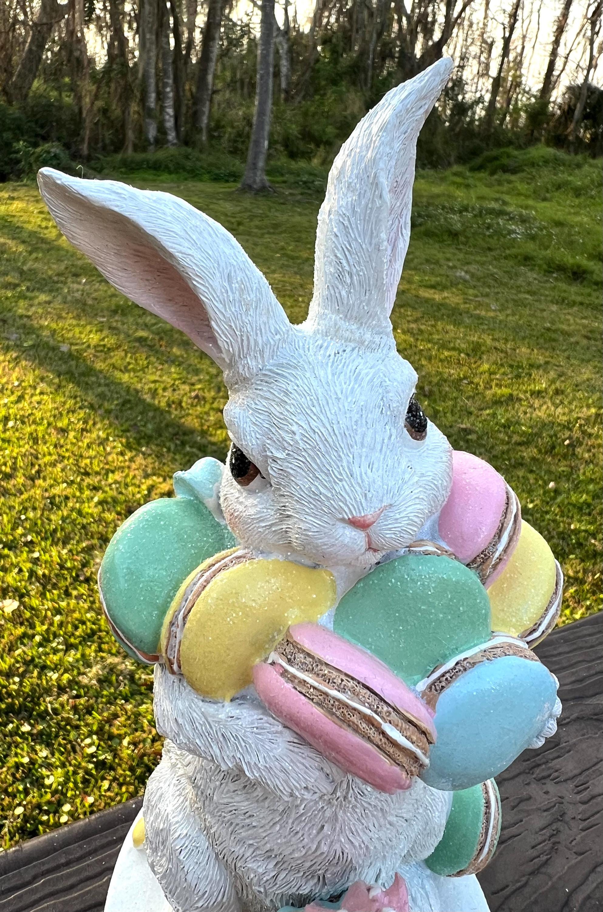 Resin Easter Spring Bunny Rabbit With Treats Macaroon Macaron 9.5" - Etsy