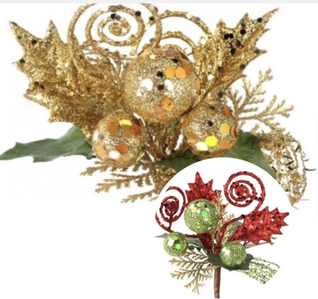 Glitter Red White and Green Christmas Pick - Green Monster Christmas ...