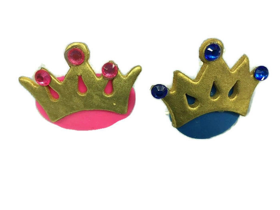 Prince or Princess Blue or Pink Crown Embellishment Party Favor ...