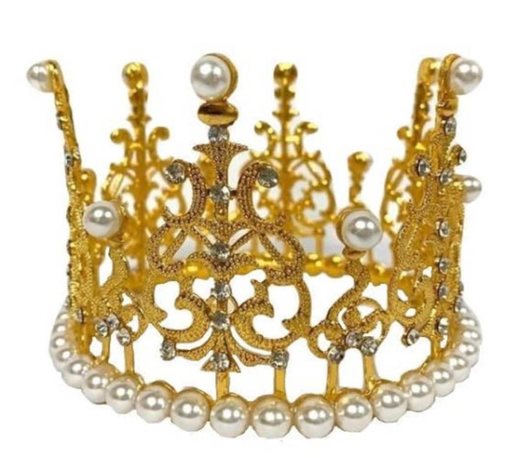 Gold Rhinestone and Pearl Princess Crown Decoration for All Party ...