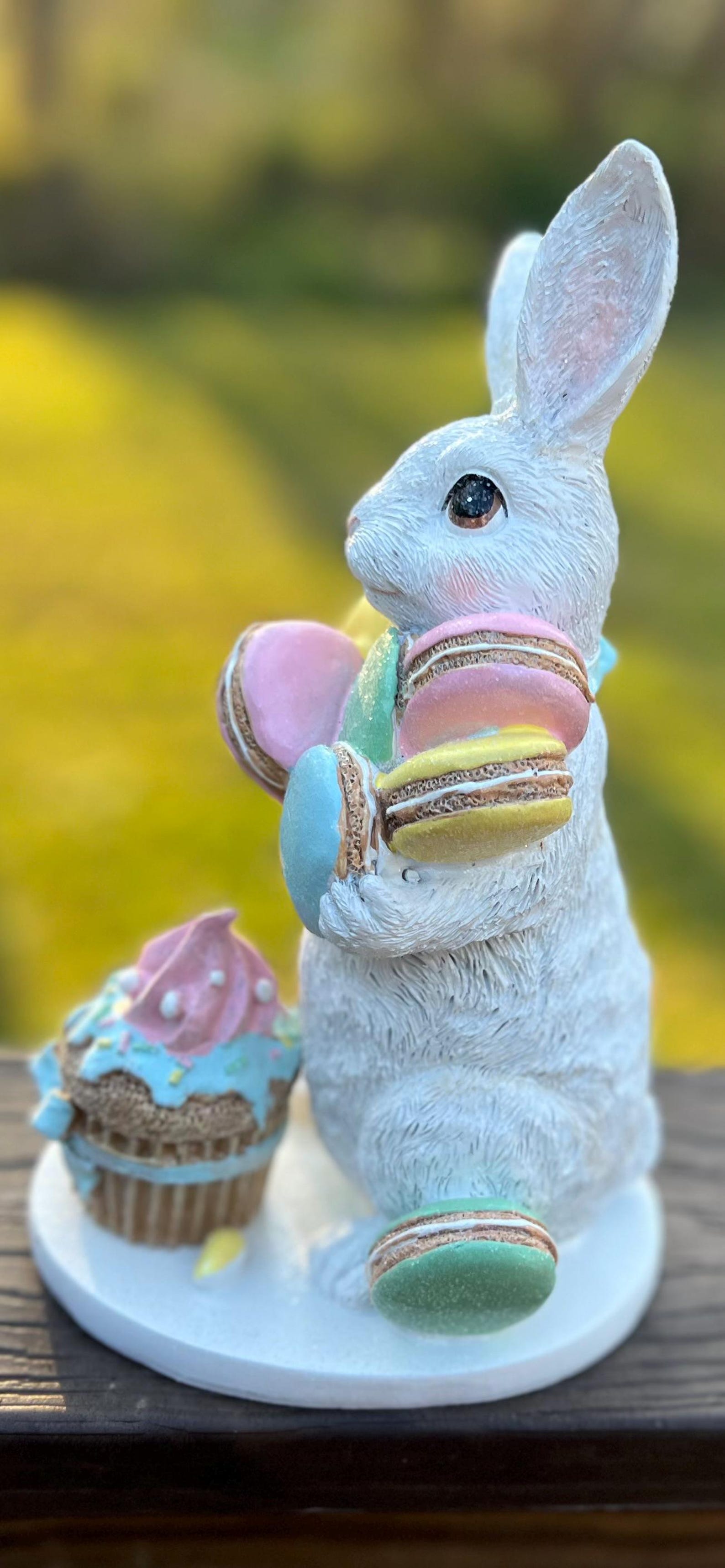Resin Easter Spring Bunny Rabbit With Treats Macaroon Macaron 9.5" - Etsy