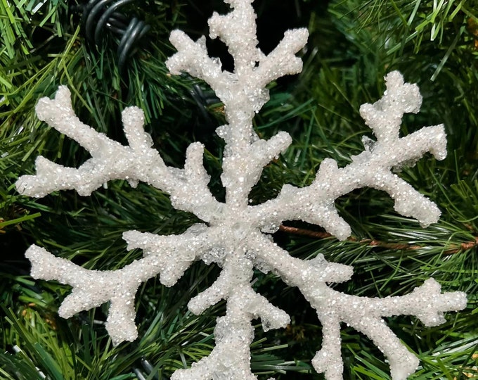 White Frosted Snowflake Christmas Tree Ornament Home Decoration 5.5 ...