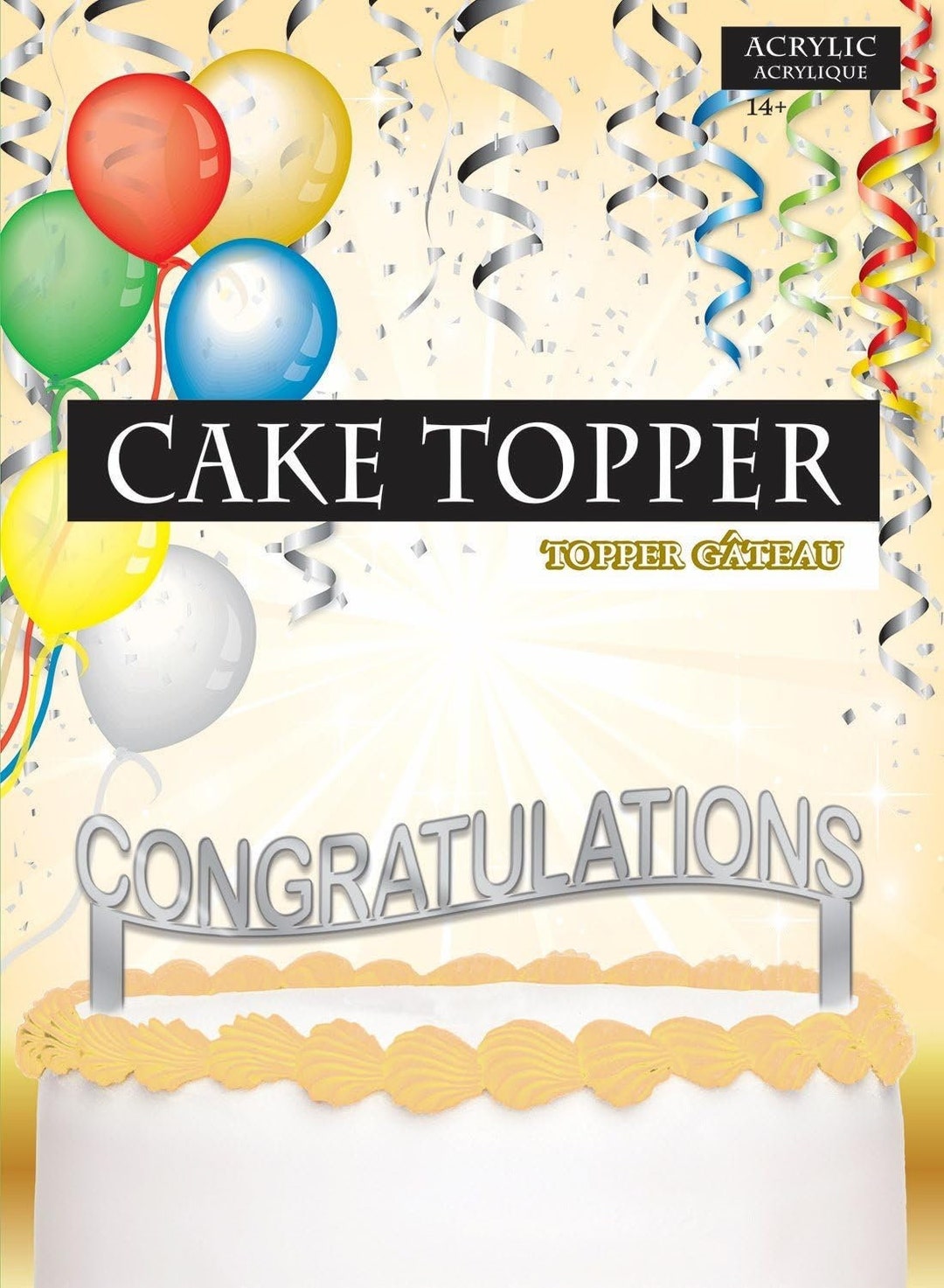 Silver Congratulations Cake Topper - Etsy