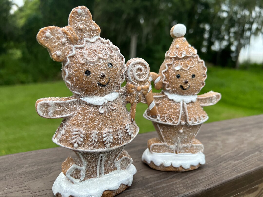 Gingerbread Girl, or Boy Glittered Christmas Figurine Home Holiday ...
