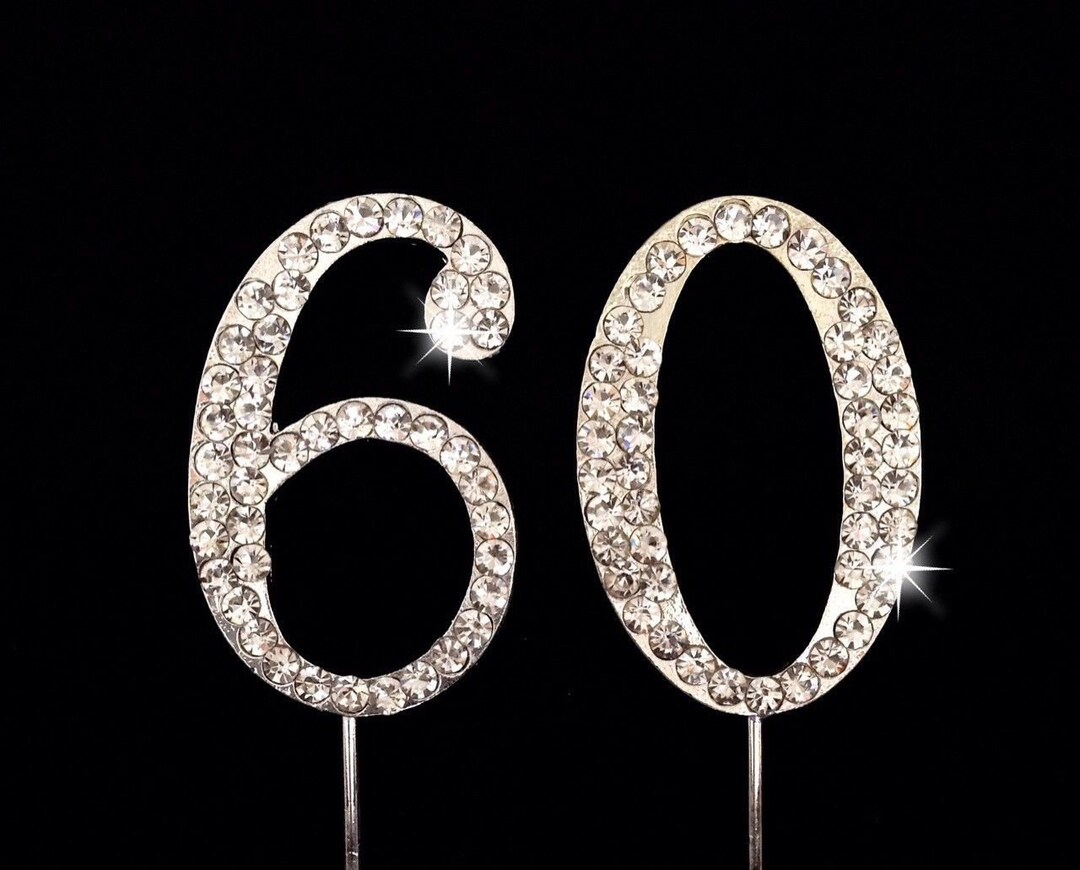 Gold or Silver 60th Birthday or Anniversary Rhinestone Number - Etsy