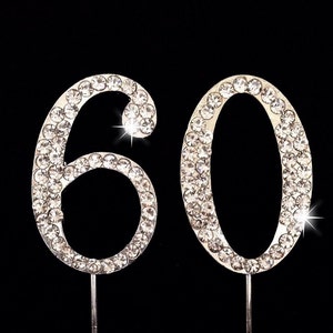Gold or Silver 60th Birthday or Anniversary Rhinestone Number - Etsy