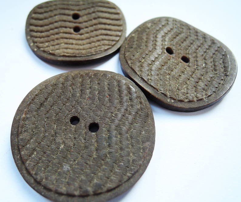 Unusual Rustic Looking Large Brown Vintage Buttons - Etsy