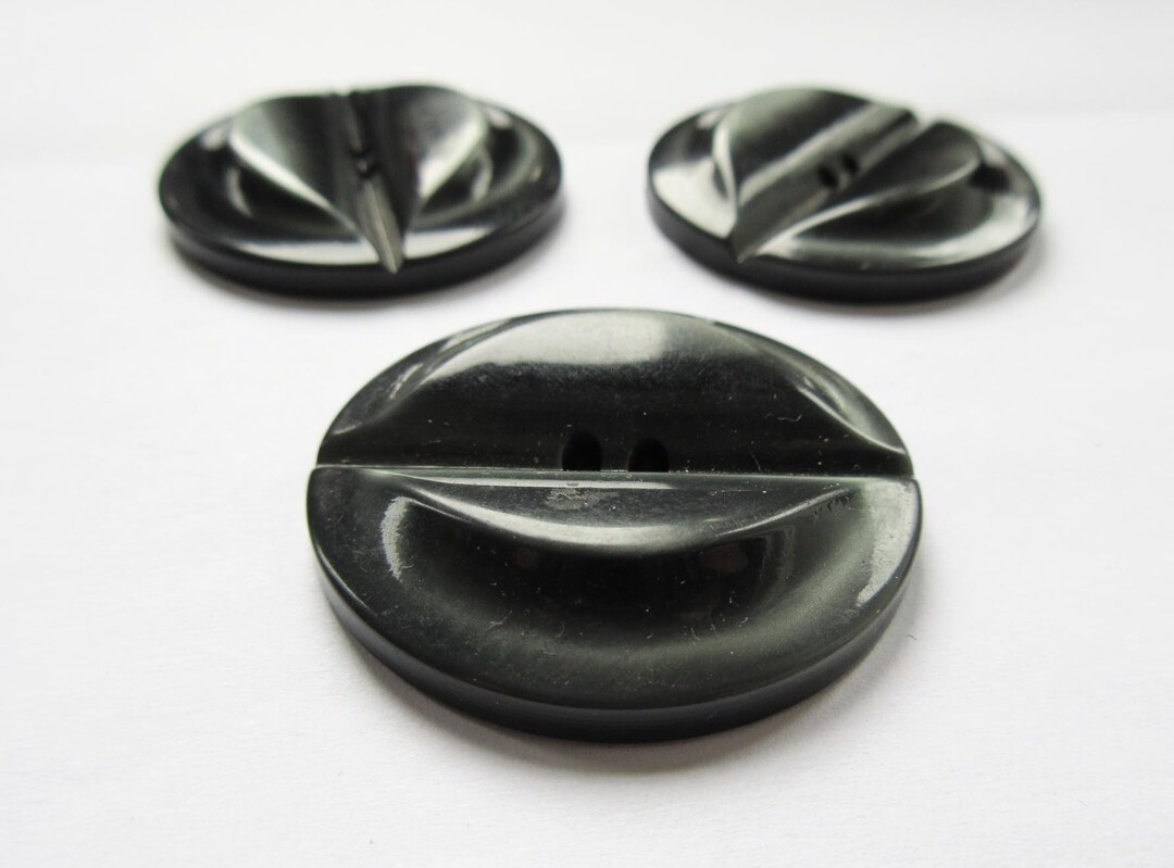 Unique Large Vintage Buttons in Dark Grey With Raised and Dipped ...