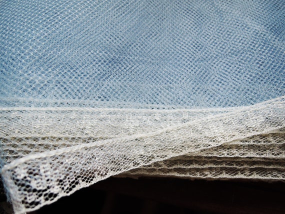 Vintage Baby Blue Netting With White Lace Edging - Etsy