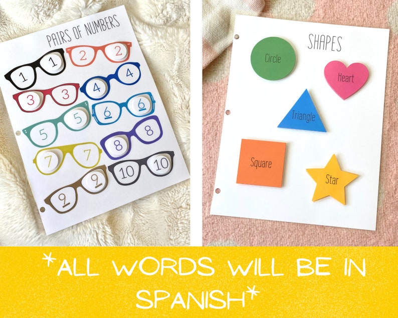 Spanish Busy Book, Printable Toddler Busy Book, Toddler Learning Binder ...
