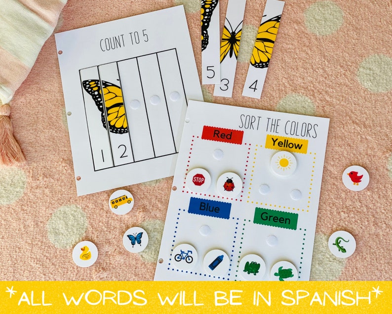 Spanish Busy Book, Printable Toddler Busy Book, Toddler Learning Binder ...