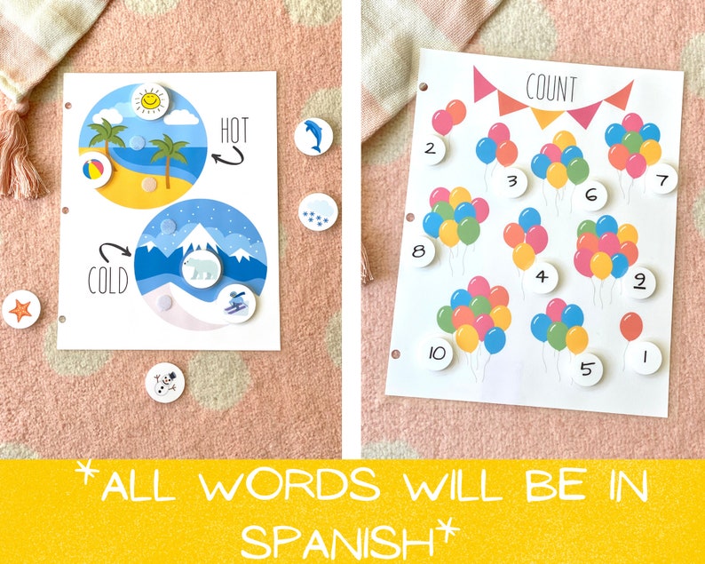 Spanish Busy Book, Printable Toddler Busy Book, Toddler Learning Binder ...