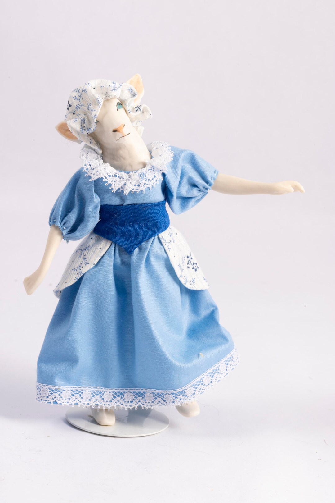 Dollhouse Miniature ~ Anthropomorphic White Sheep Doll in Blue Dress - Etsy
