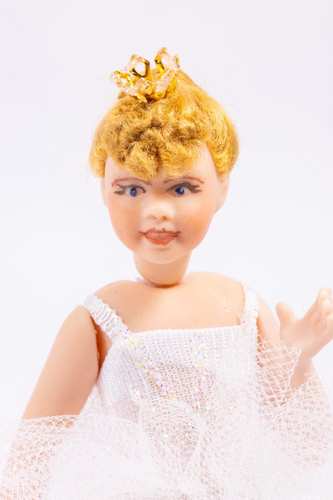 Dollhouse Miniature ~ Blonde Little Girl Ballerina Porcelain Doll in ...