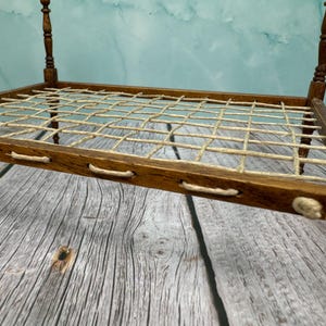 Dollhouse Miniature ~ Artisan Handmade Rope Bed With Aged Old Matress ...