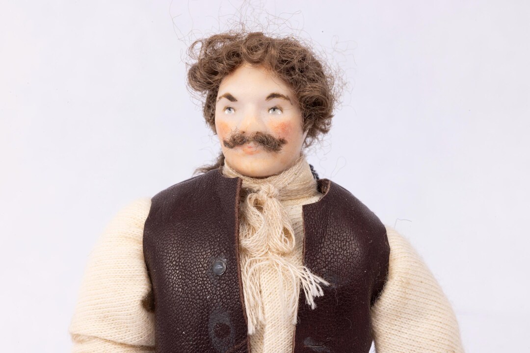 Dollhouse Miniature ~ Victorian Gentleman With Moustache Doll in Brown ...