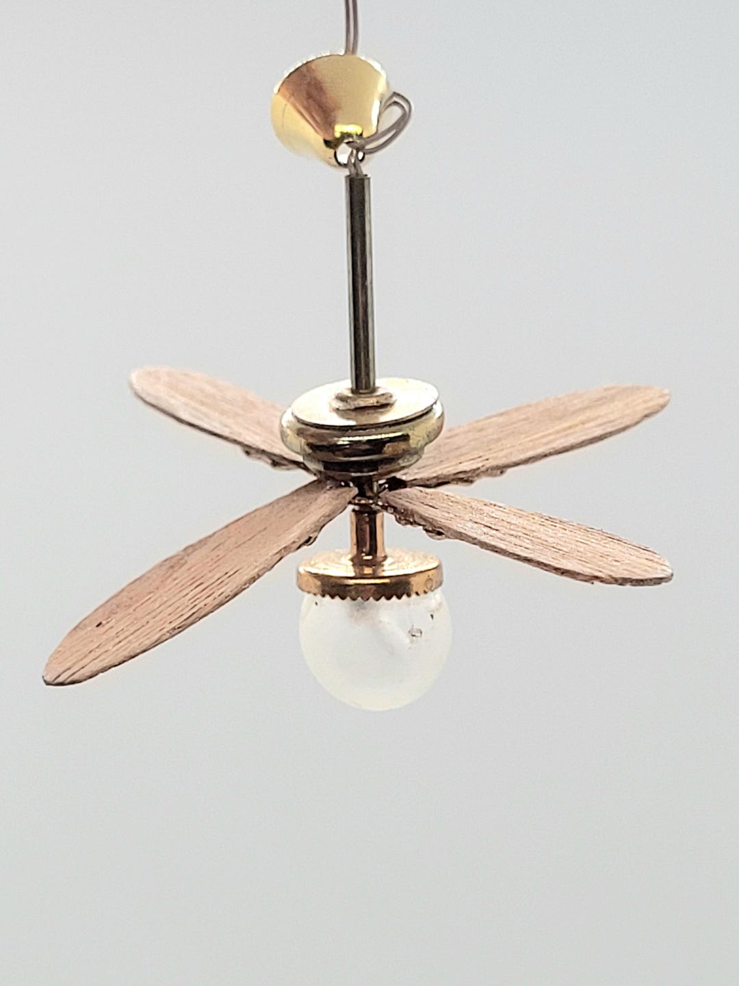 Dollhouse Miniature ~ 1/2" Scale, 4-arm Fan With Gold Leaf Detailing ...