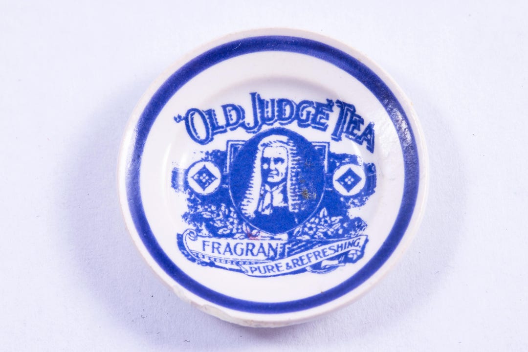 Dollhouse Miniature England's Terry Curran Blue & White Plate With Old ...