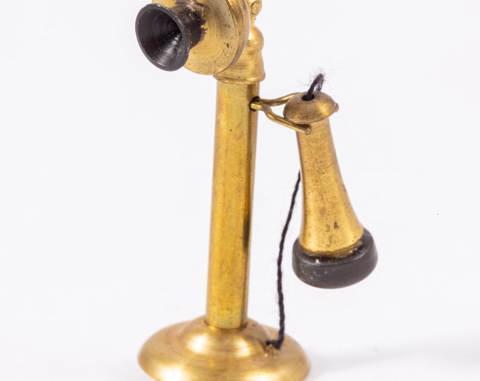 Dollhouse Miniature ~ Brass Stick Telephone, Old Fashioned - From Lee ...