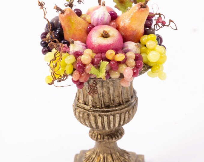 Dollhouse Miniature ~ Hope Elliott Beautiful Fruit Arrangement in Urn ...
