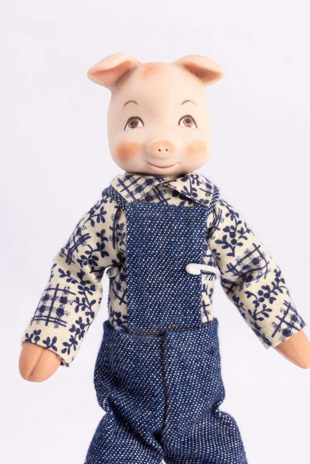 Dollhouse Miniature ~ Handmade Porcelain Male Pig Doll in Overalls - Etsy