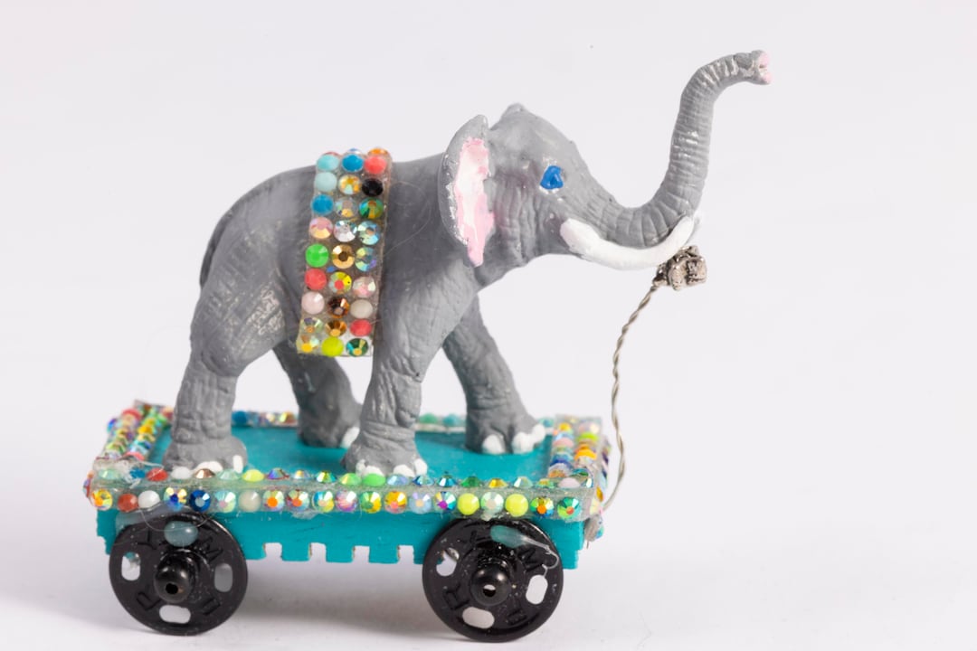 Dollhouse Miniature ~ Artisan Hand Painted Elephant Pull Toy - Etsy