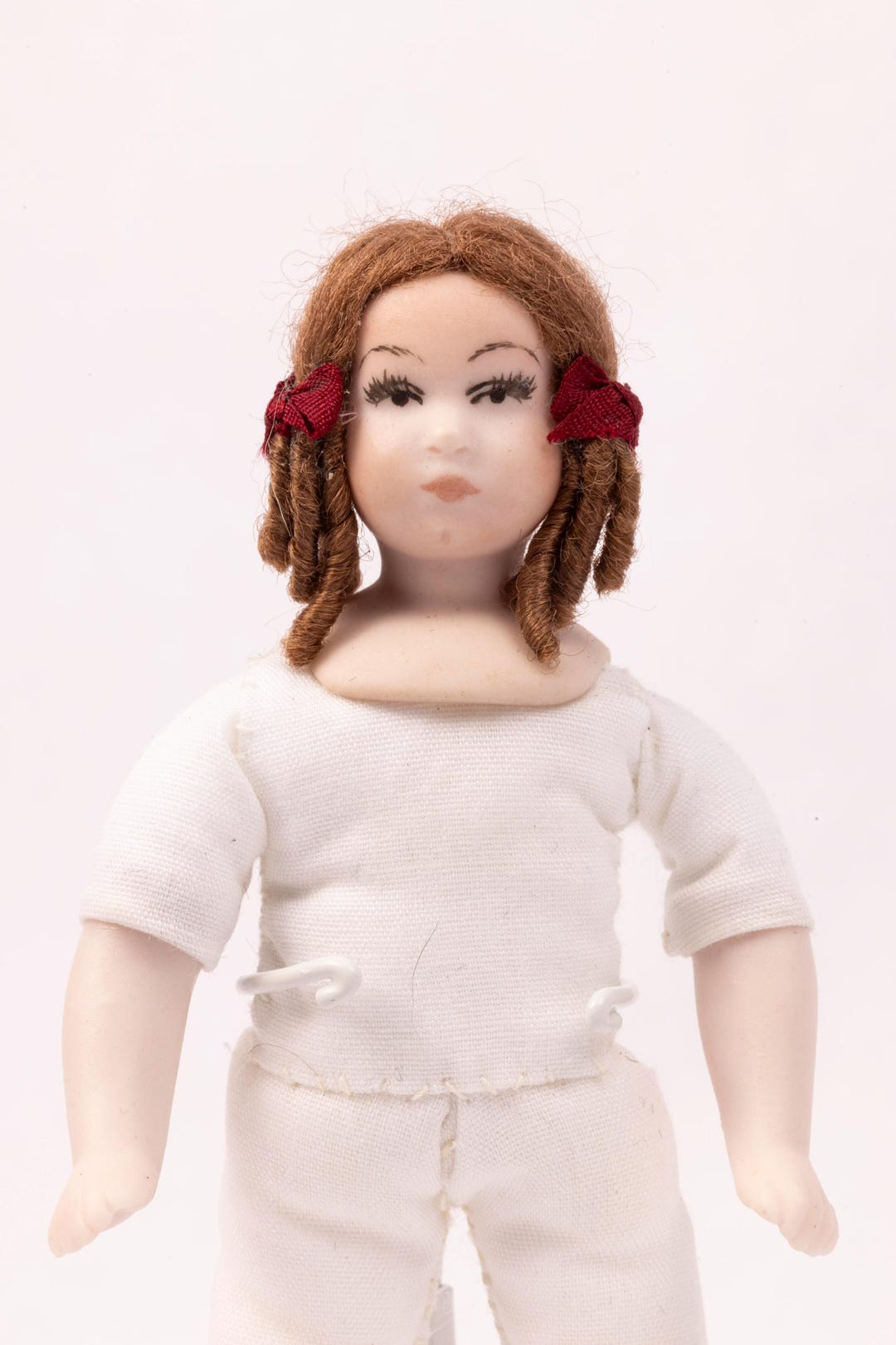 Dollhouse Miniature ~ Undressed Brunette Ringlet Curls Porcelain ...