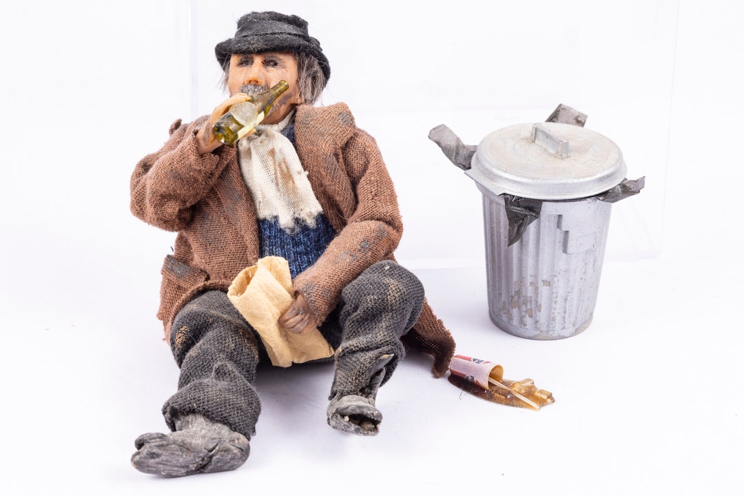 Dollhouse Miniature Hand Made Wino or Bum on the Street Doll Ursula ...