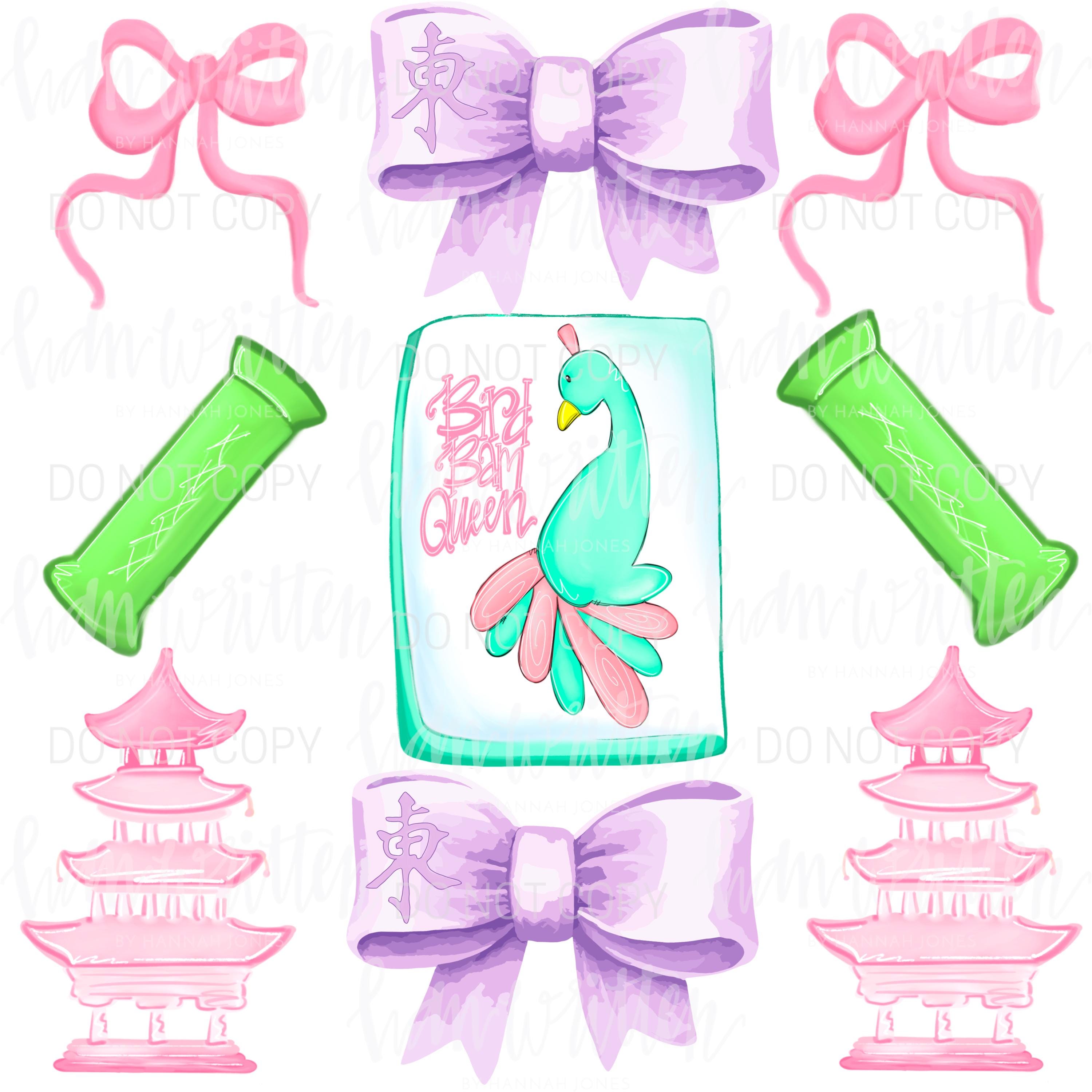 Mahjong Tile Coquette Design Cute Mahj Teee Design Crack Bam Dot Bird ...