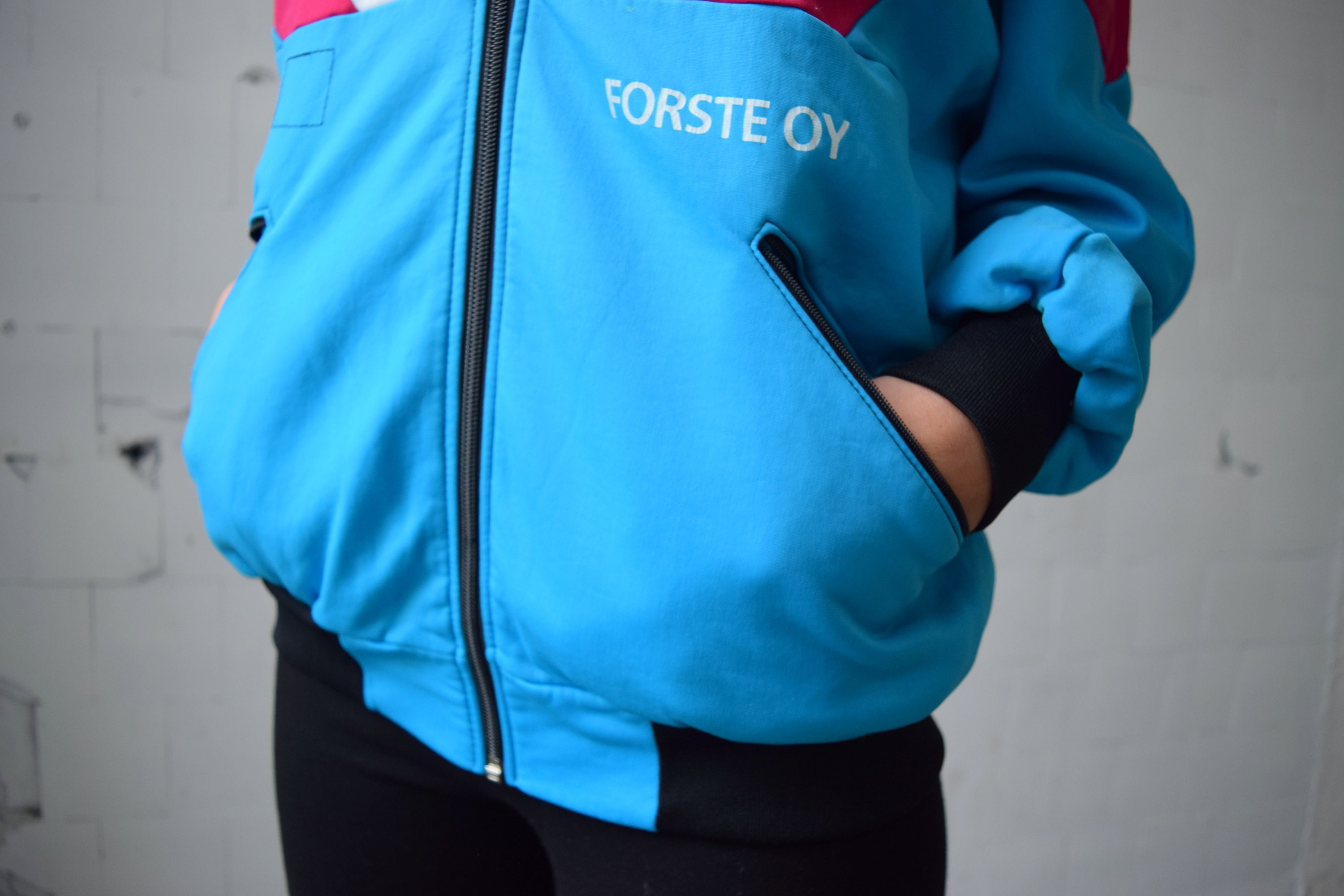 Blue Vintage Windbreaker Color Block Jacket Hiphop Jacket - Etsy