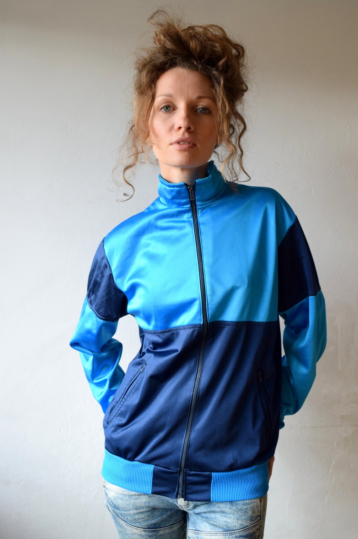 Blue Workout Jacket, Vintage Windbreaker, Running Jacket, Men Outdoor ...