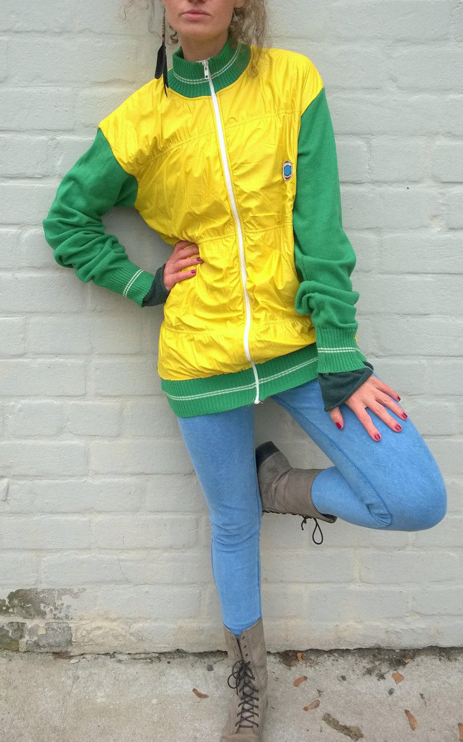 Yellow Green Windbreaker, Neon Bomber Jacket, Outdoor Jacket, Unisex ...