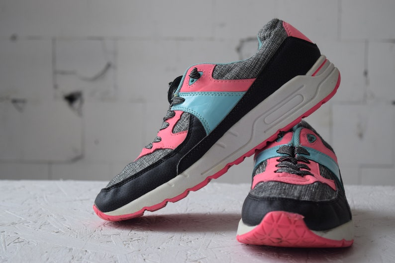 90s Sport Shoes, Pink Neon Trainers, Vintage Low Top Sneakers, 1990s ...