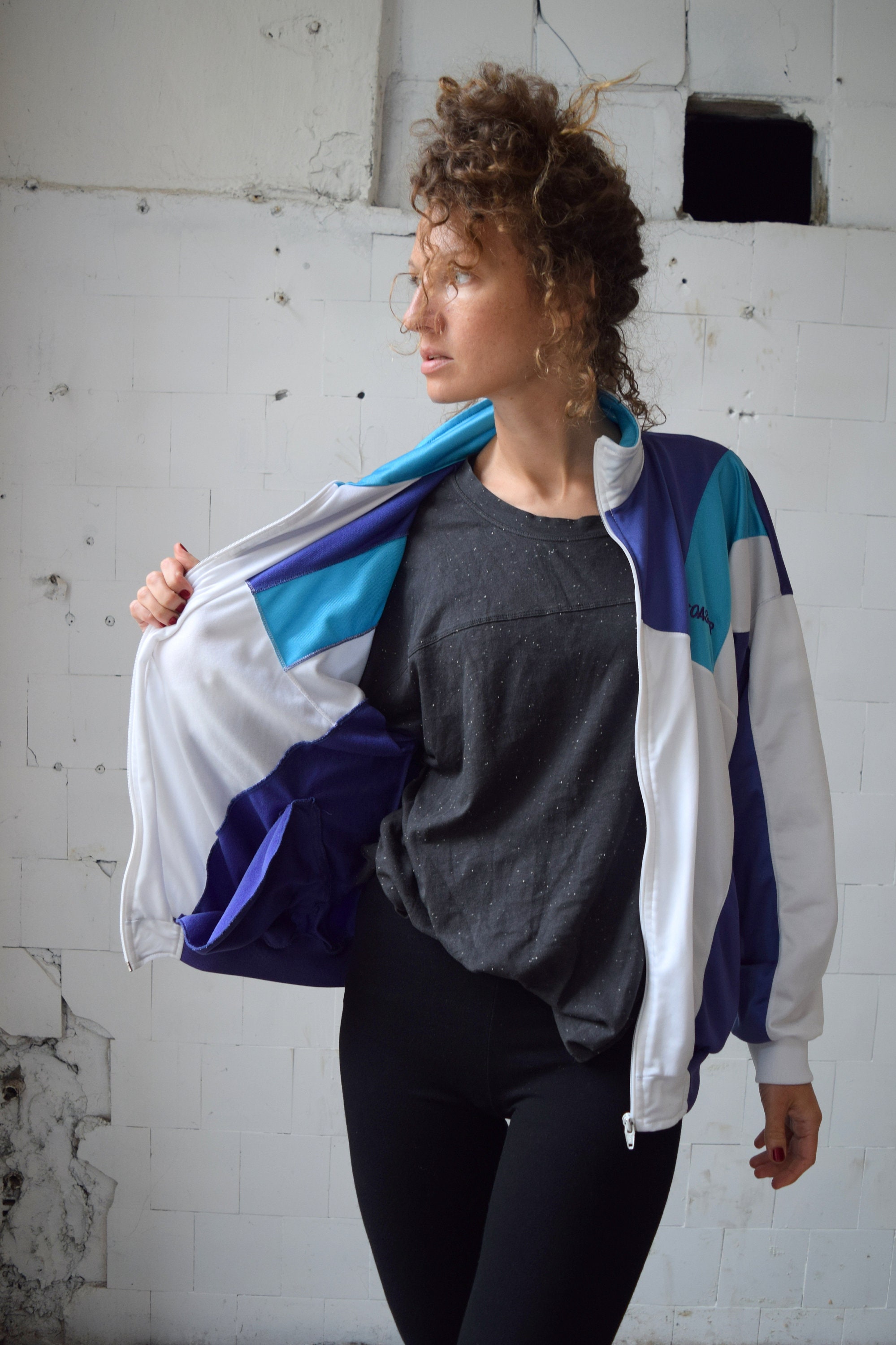 Vintage Windbreaker Purple Jacket Color Block Jacket Hiphop - Etsy