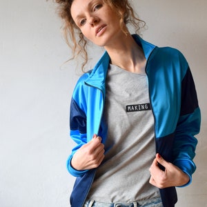 Blue Workout Jacket, Vintage Windbreaker, Running Jacket, Men Outdoor ...
