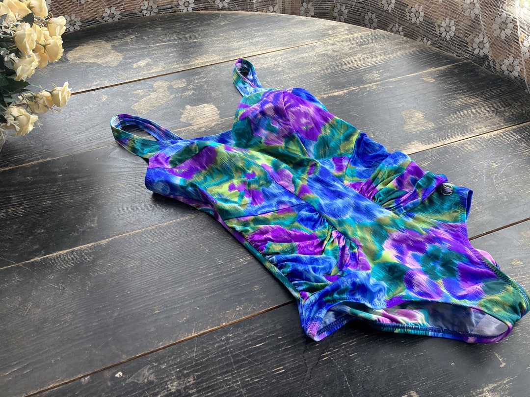 Vintage Triumph One Piece Swimsuit - 80s Retro Psychedelic Colour ...