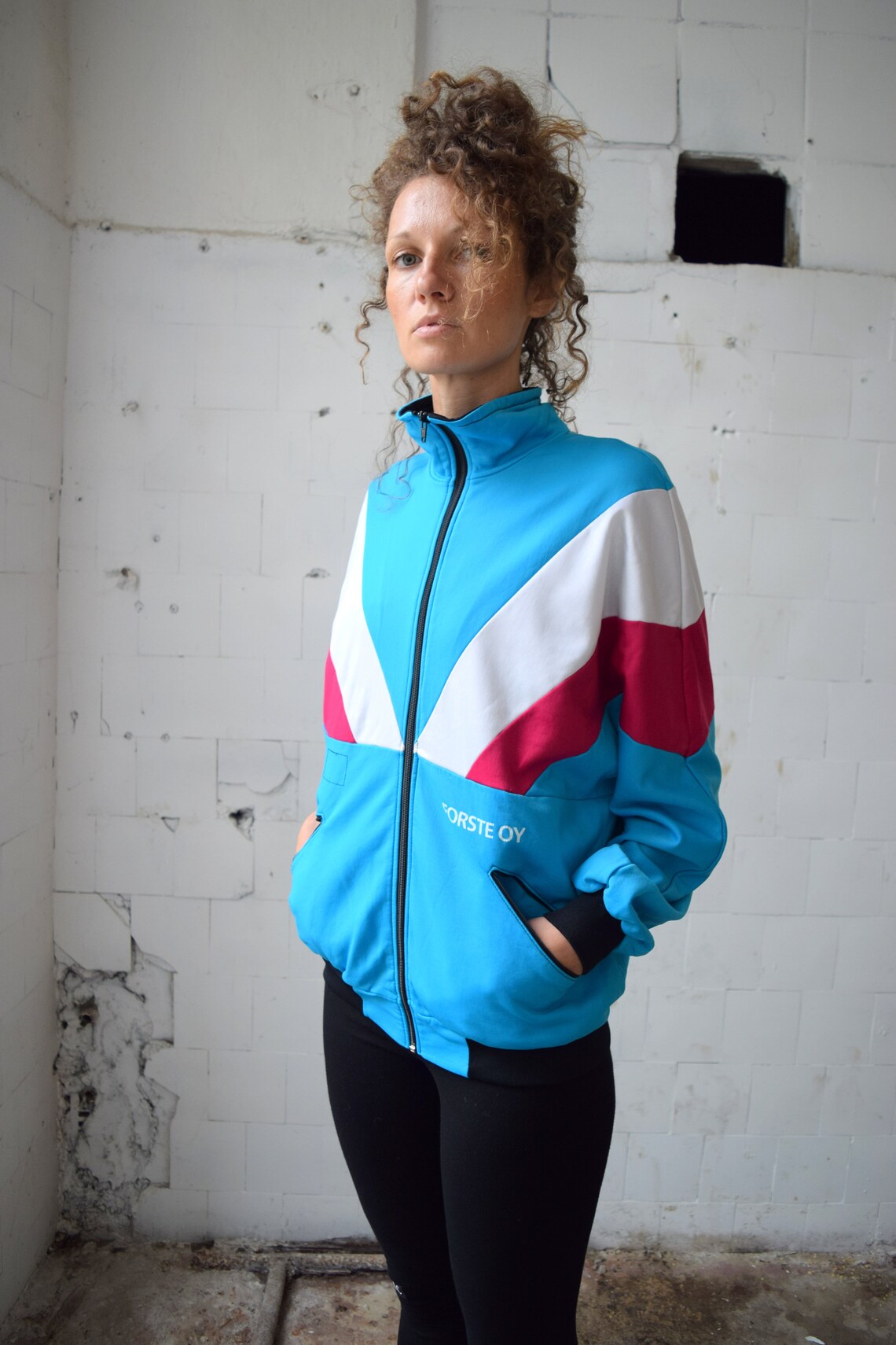 Blue Vintage Windbreaker Color Block Jacket Hiphop Jacket - Etsy