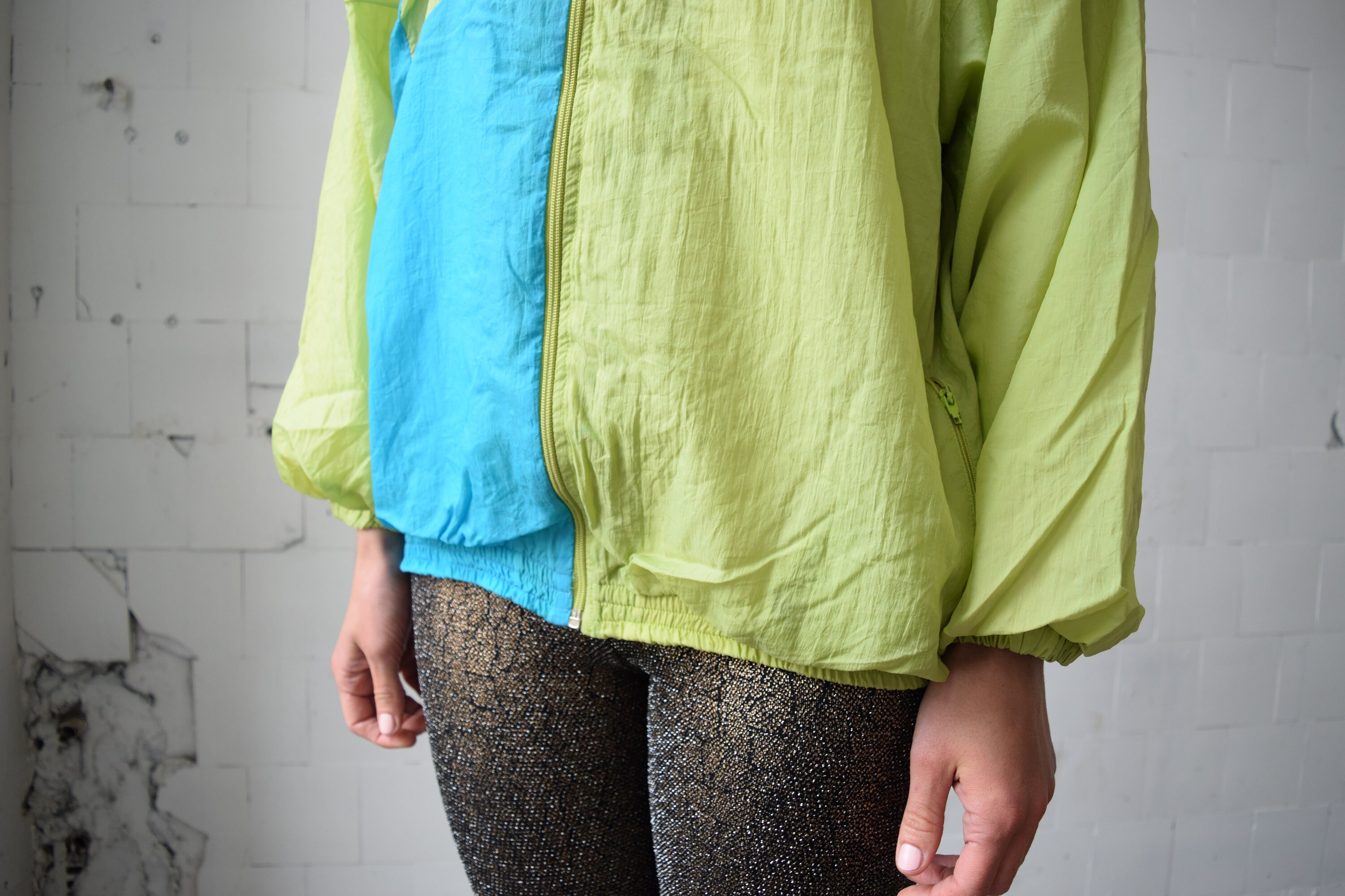 NEON Vintage Workout Jacket, Green and Blue, Spring Streetwear, Women's ...