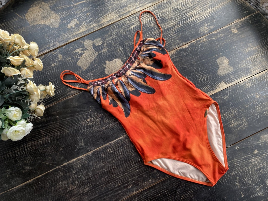 Vintage Full Body Swim Suit - Red 70s Hippie Beach Suit - Summer ...