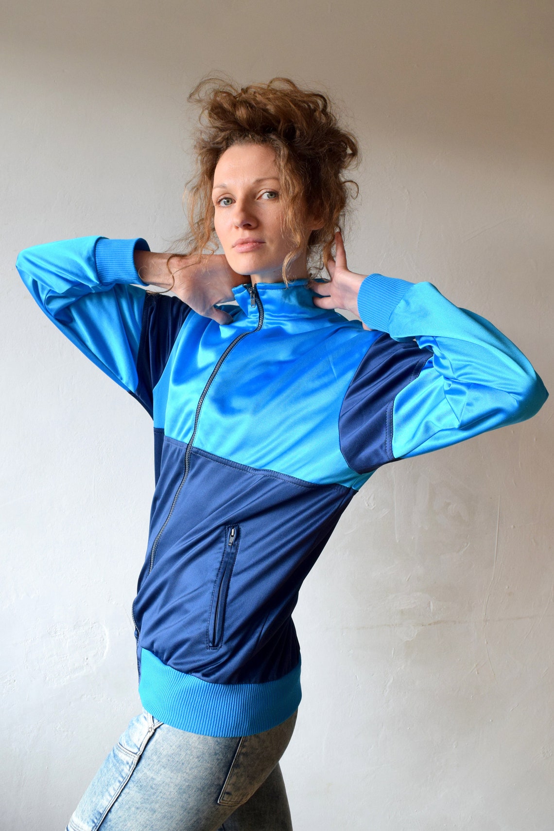 Blue Workout Jacket, Vintage Windbreaker, Running Jacket, Men Outdoor ...