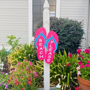 Beach Please Flip Flops Summer, Poolside Wooden Yard Art - Etsy