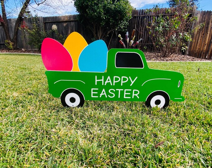 Happy Easter Vintage Truck, Easter Egg Springtime Decoration - Etsy