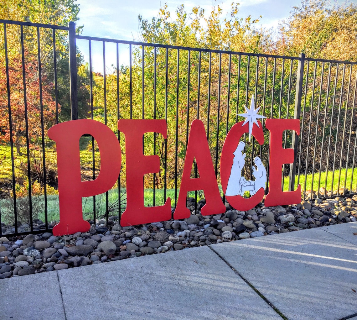 Peace Christmas Sign With Engraved Nativity Yard Art Sign - Etsy