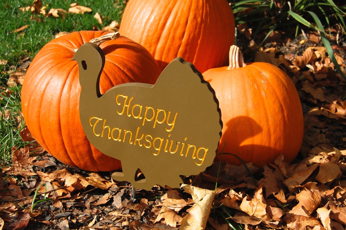 Happy Thanksgiving Engraved Wooden Yard Art | Etsy