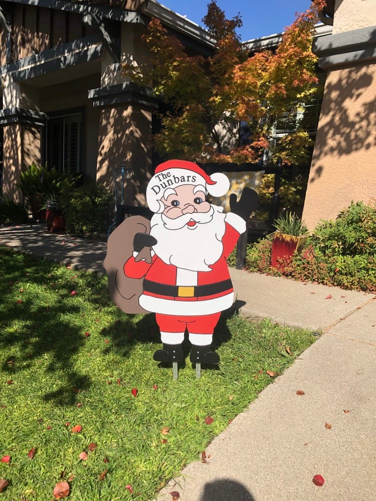 Santa Christmas Personalized Yard Art Engraved Wood Sign | Etsy
