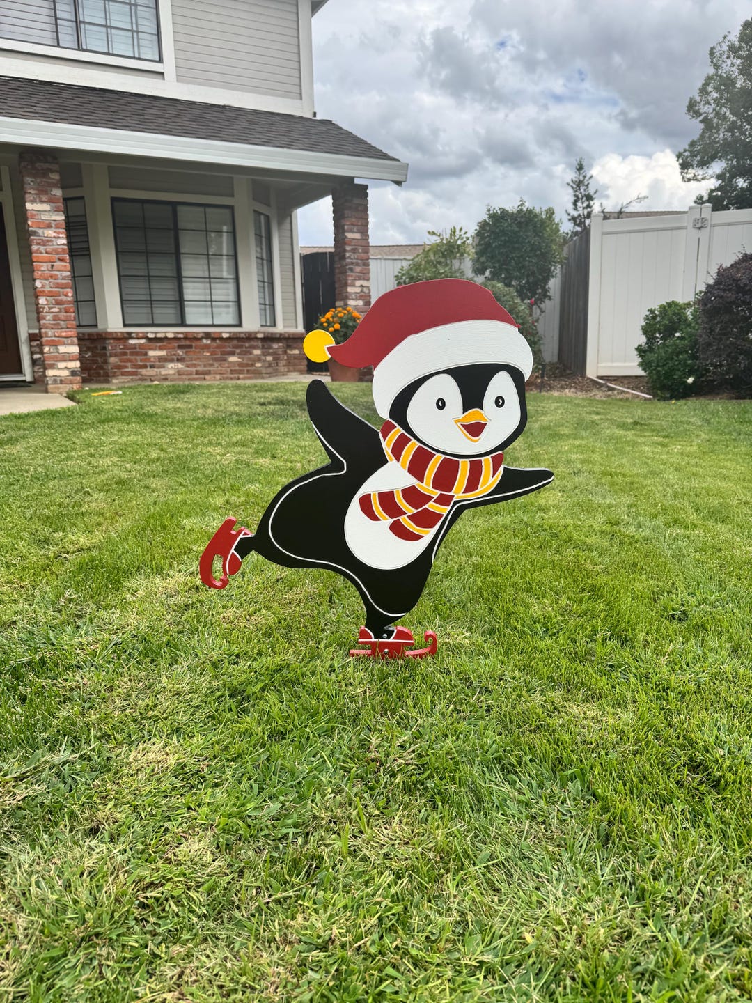 Ice Skating Penguin With Santa Hat – Holiday Yard Art Decoration - Etsy