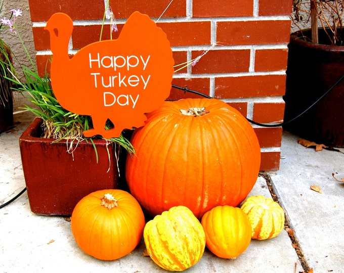 Happy Turkey Day Wooden Thanksgiving Yard Art Sign - Etsy