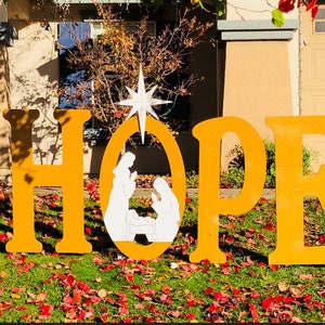 Hope With Nativity Scene Outdoor Christmas Holiday Yard Art Sign Large ...