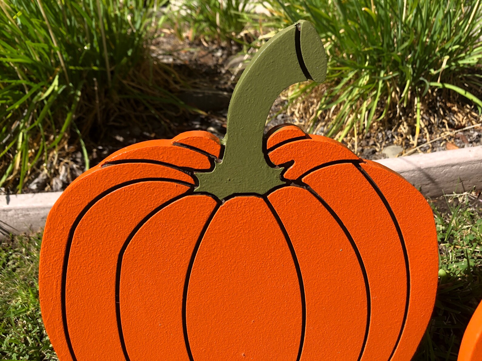 Halloween Pumpkins Set of Two Engraved Wood Pumpkin Yard Art Sign for ...